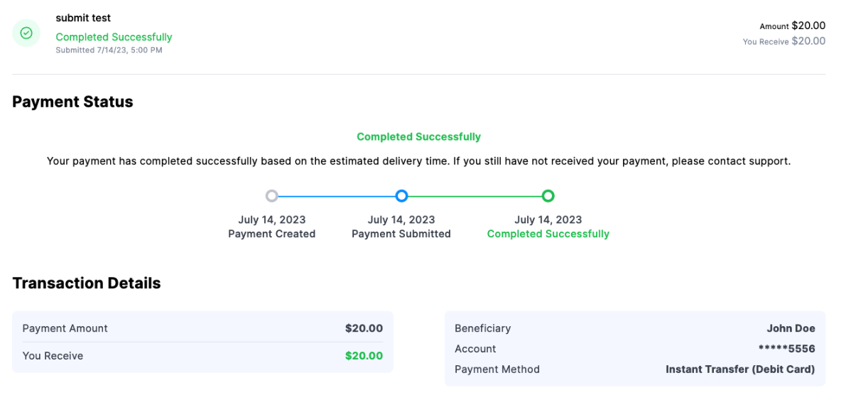Viewing your payment details – Payment Labs